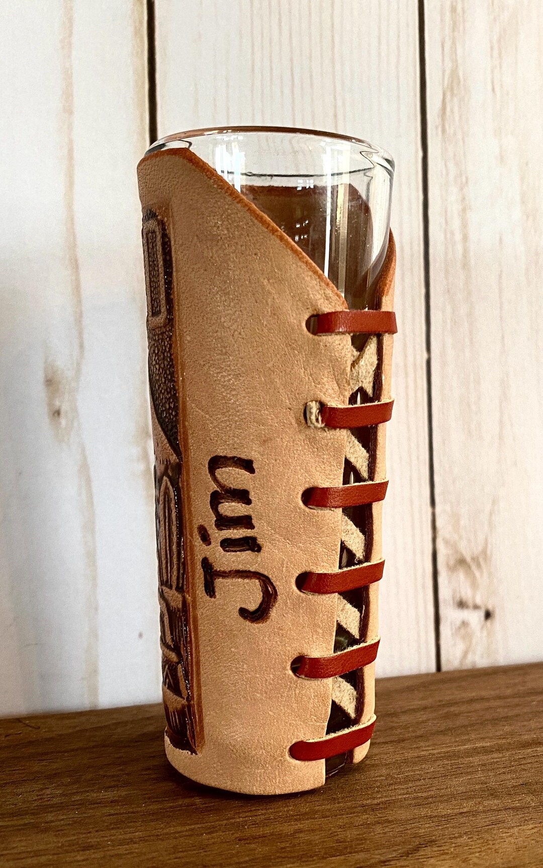 Vintage Tooled Leather Shot Glass: Collectable Chihuahua Bar Decor - Etsy