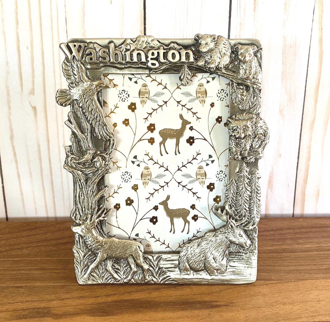 Silver Pewter 3.5 X 5 Picture Frame Washington State Themed Tabletop ...
