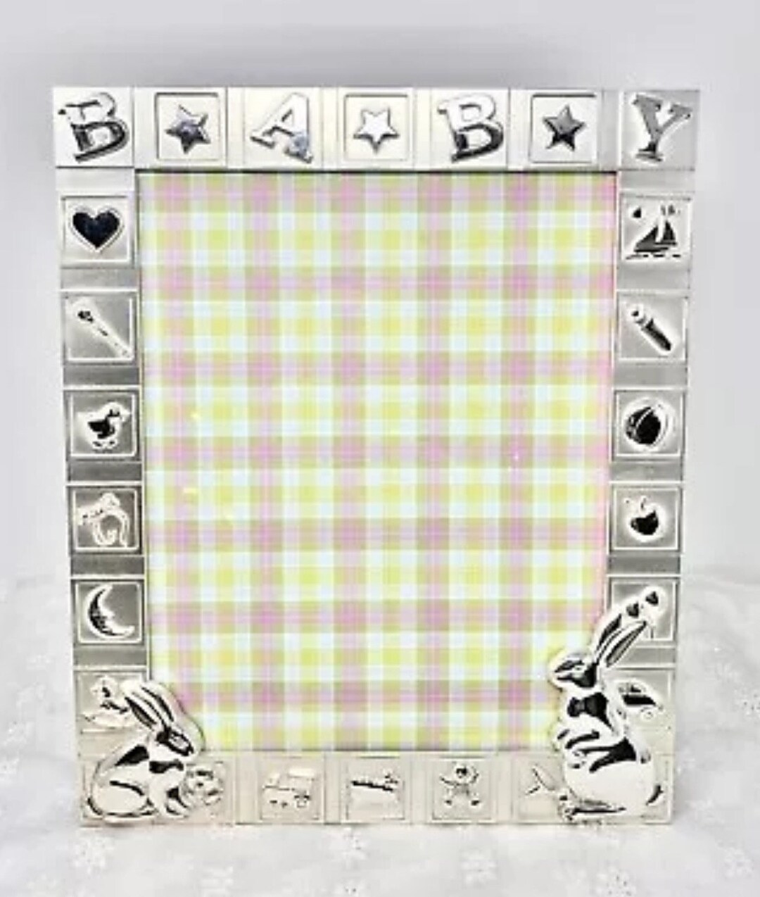 Silver Metal Baby Block 3D Picture Frame Rabbits Abcs Toys 8 X 10 Photo ...