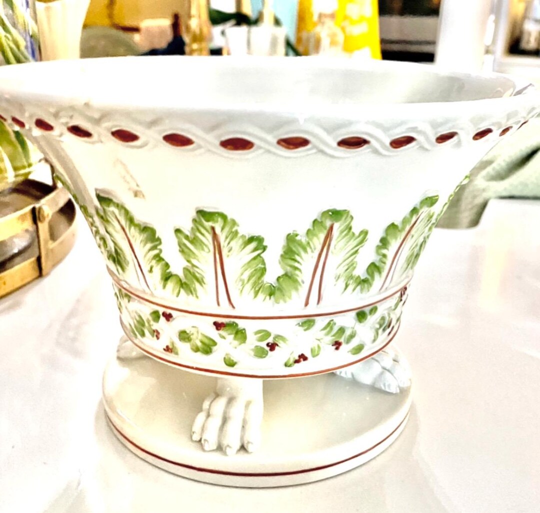 Vintage Italian Pottery Vase: Clawed Feet, White Art Bowl - Etsy