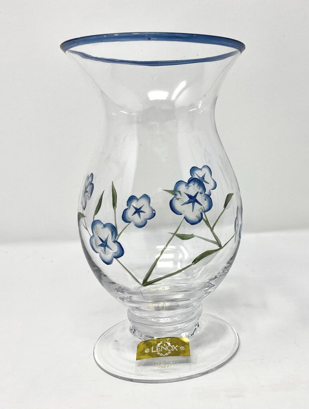 Vintage LENOX Glass Vase: Etched Blue Pansy Floral Design - Etsy