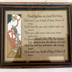 Good Wishes on Your Birthday Poem Vintage Framed Wall Art Love and ...