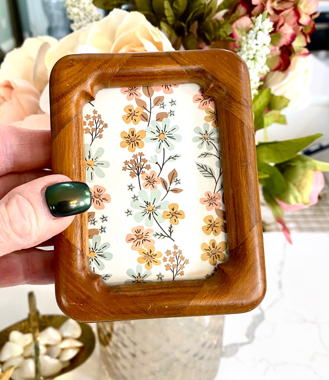 Mini Rectangular Wooden Vintage Photo Frame With Glass Small Frames ...