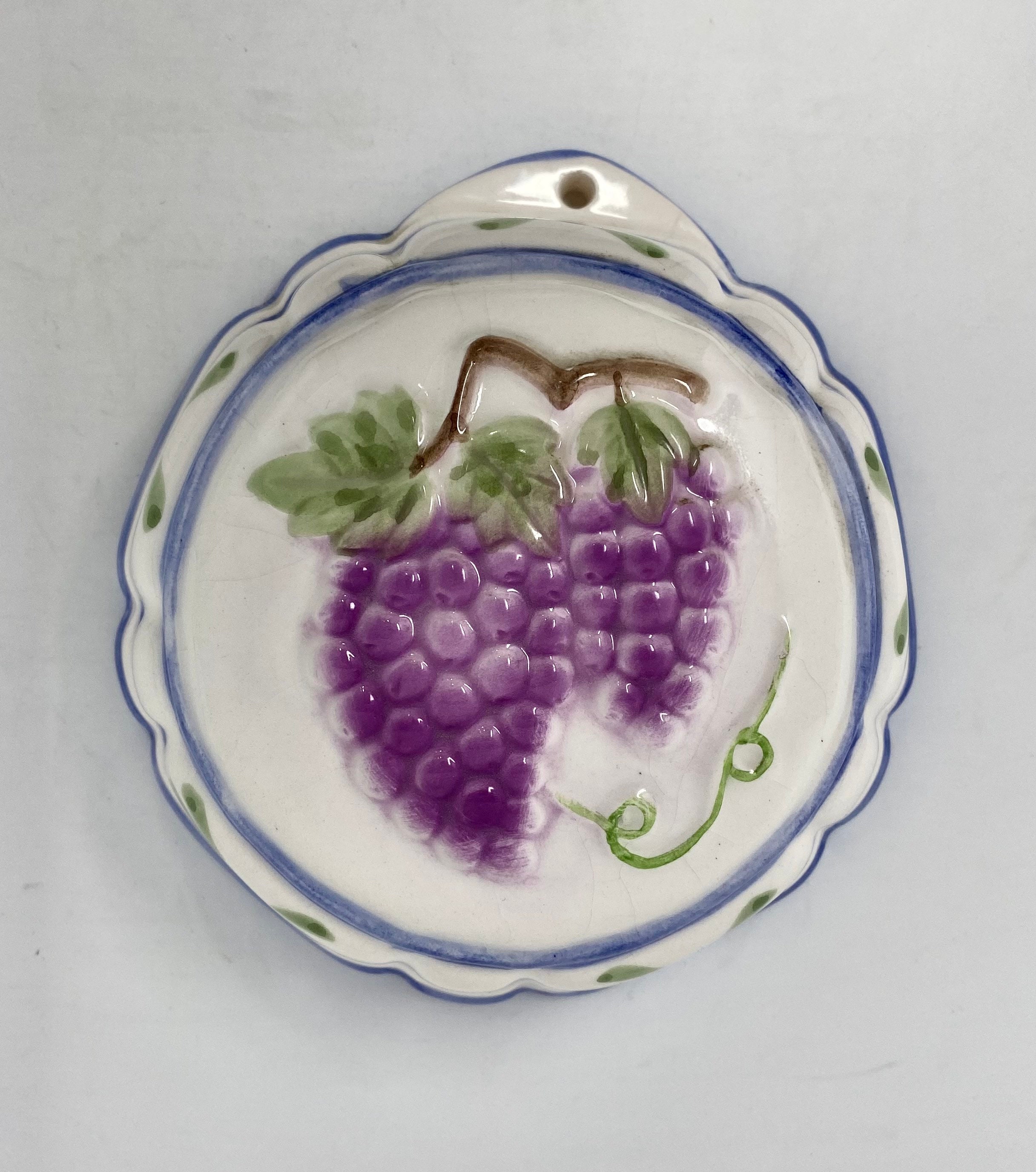 Hand Painted Ceramic Grape Vine Mold Wall Hanging French Decor ...