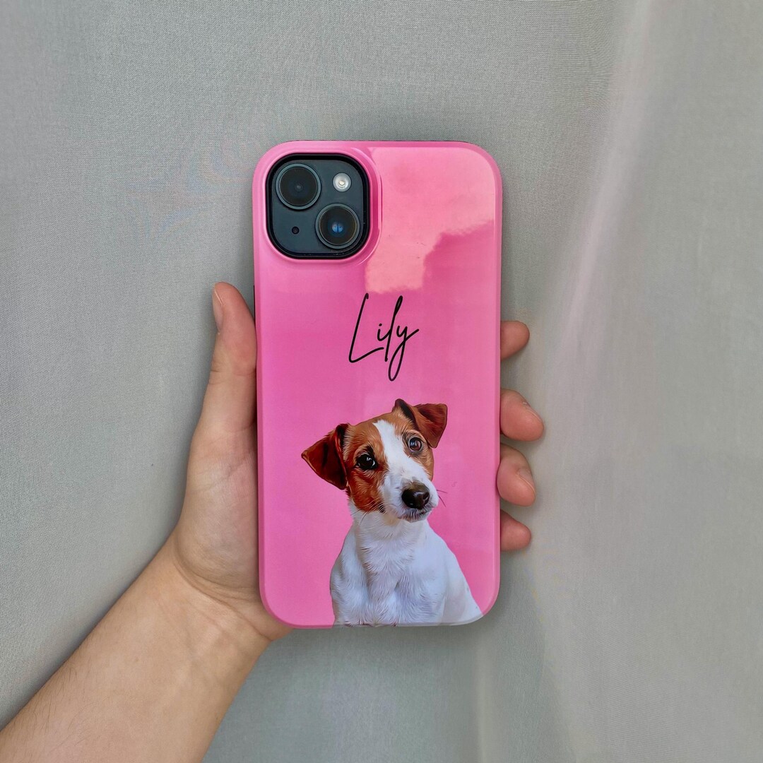 Custom Pet Phone Case Using Pet Photo + Name Custom Dog iPhone 16 Case ...