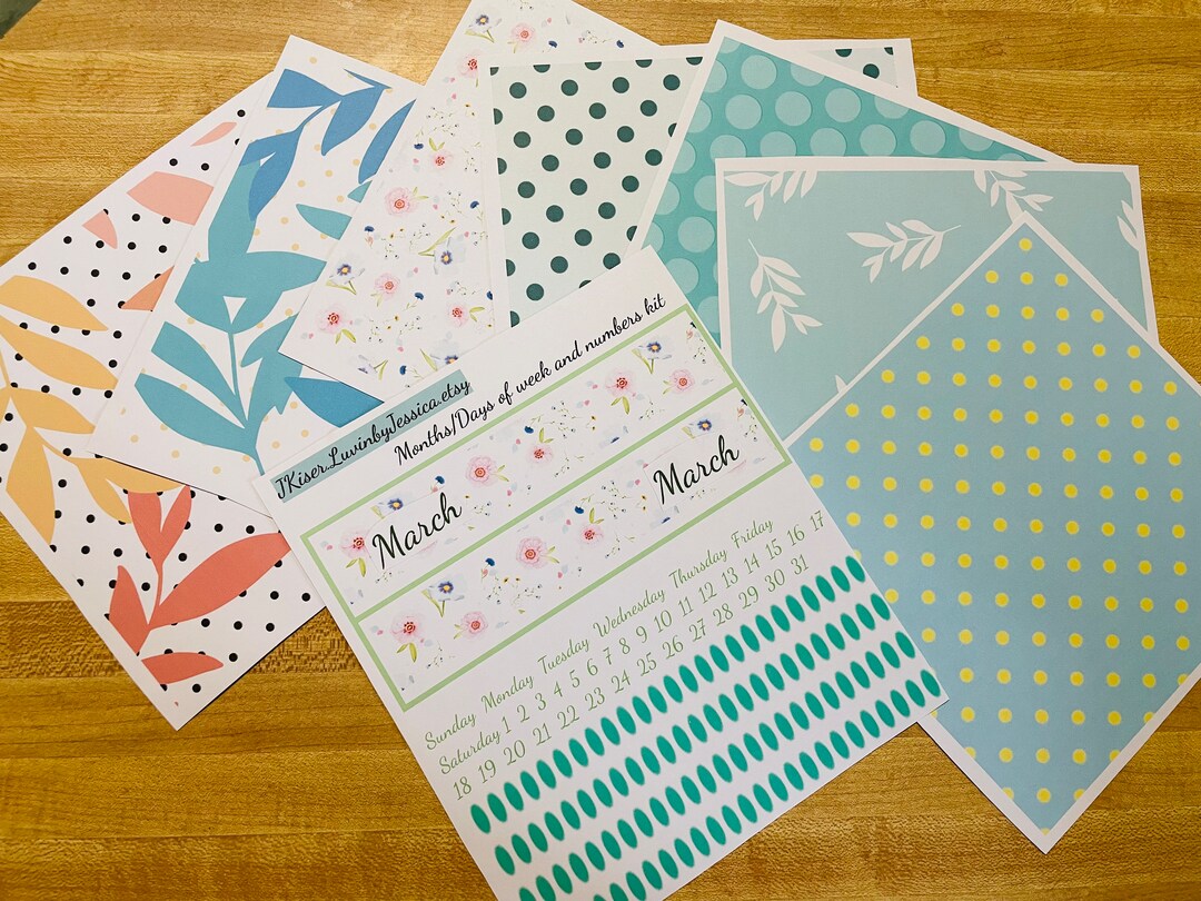 March Month Days of Week Numbers Kit/erin Condren Daily Duo - Etsy