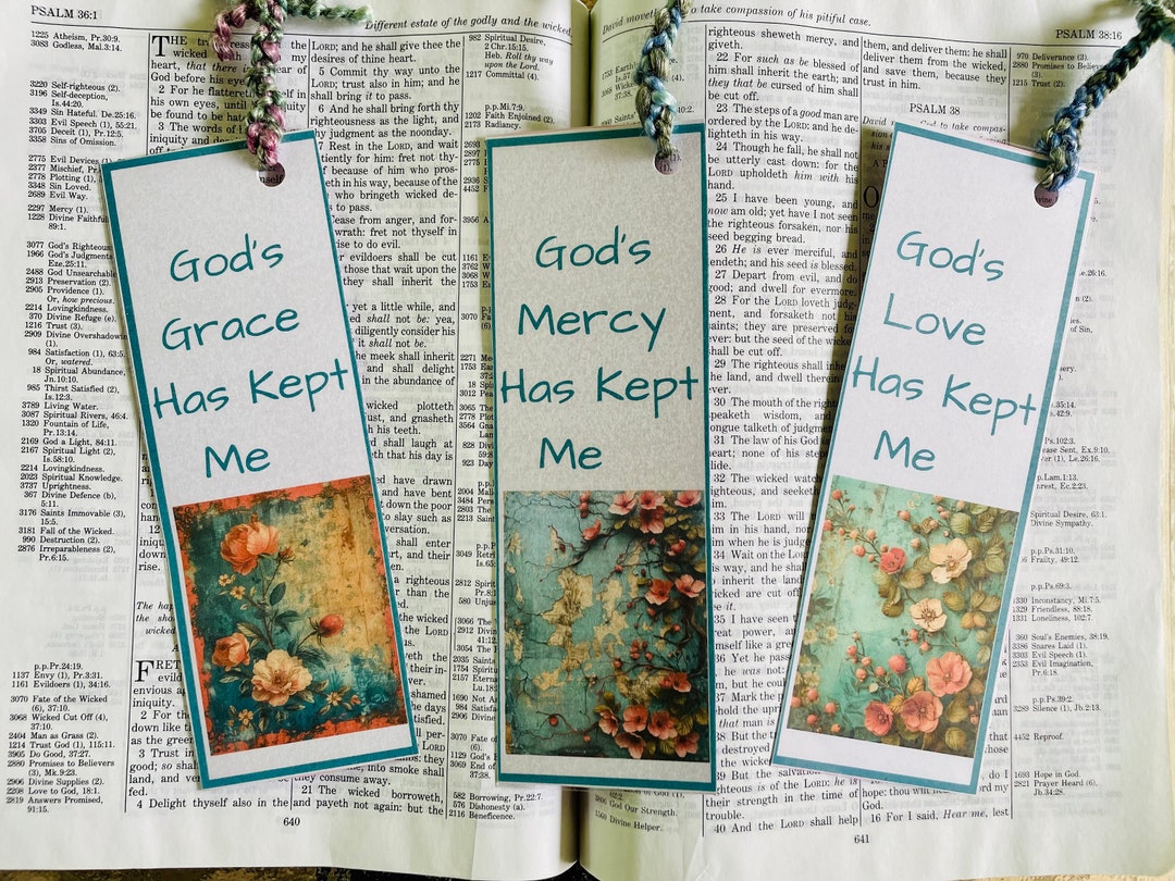 Floral Laminated Christian Bookmark With Tassel - Etsy