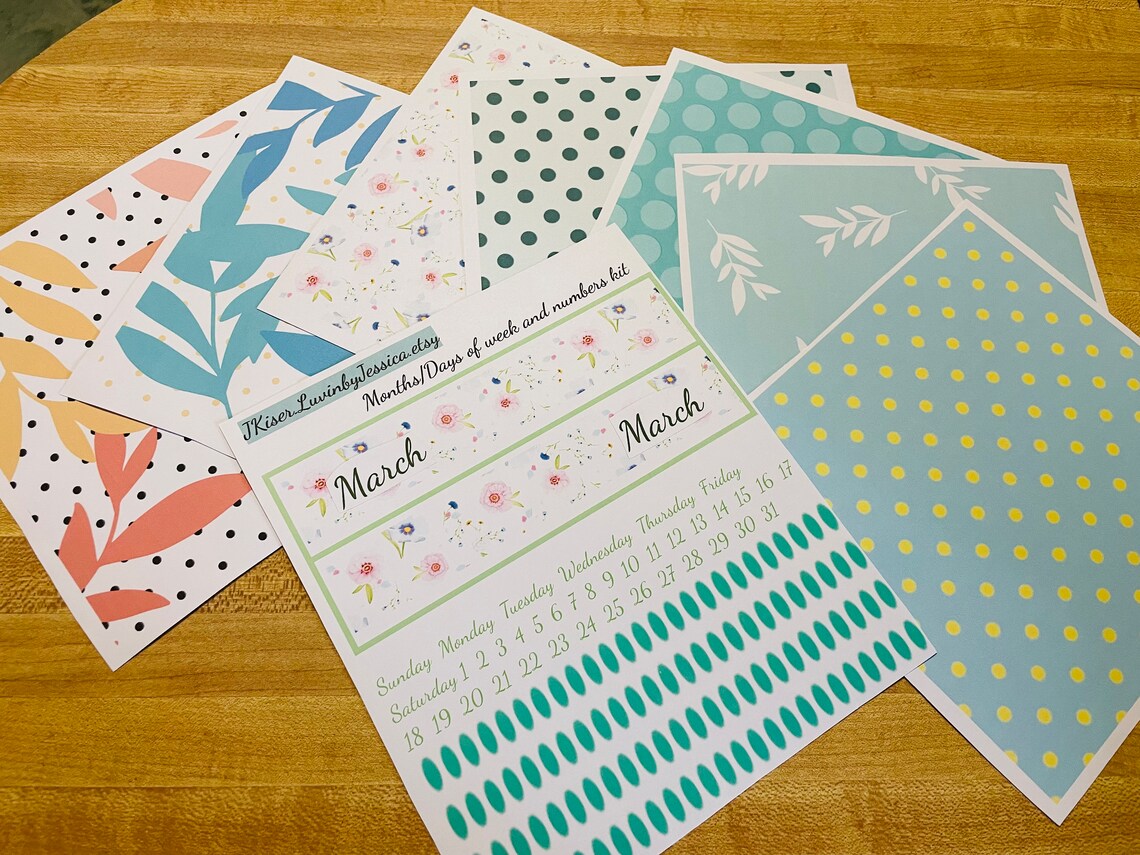 March Month Days of Week Numbers Kit/erin Condren Daily Duo - Etsy