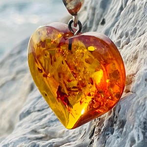 Large Amber Heart ,sparkling Honey Amber Heart , Natural Baltic Amber ...