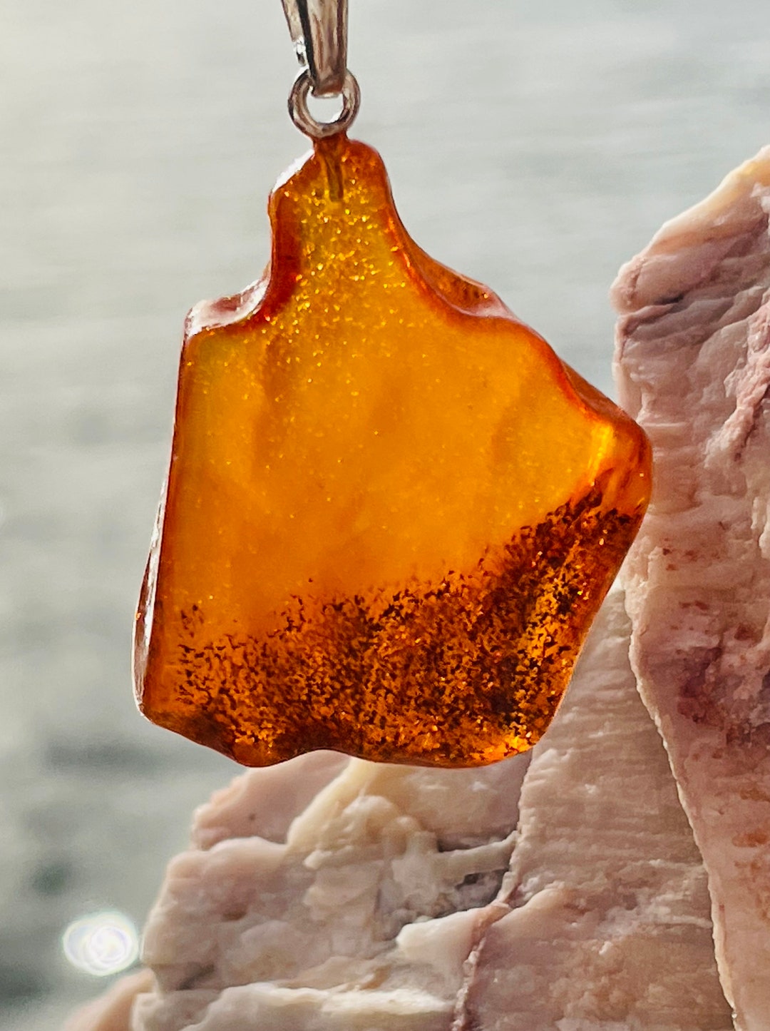 Fantastic Raw Amber Pendant, Rare Amber Pendant, Natural Baltic Amber ...