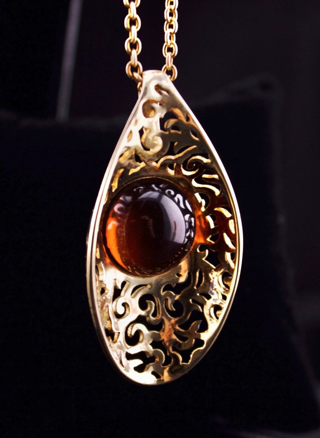 Gold Amber Pendant, Cognac Amber Pendant, Contemporary Amber Pendant ...