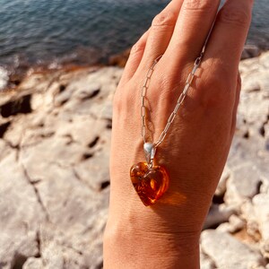 Sparkling Honey Amber Heart , Natural Baltic Amber, Amber Heart Pendant ...