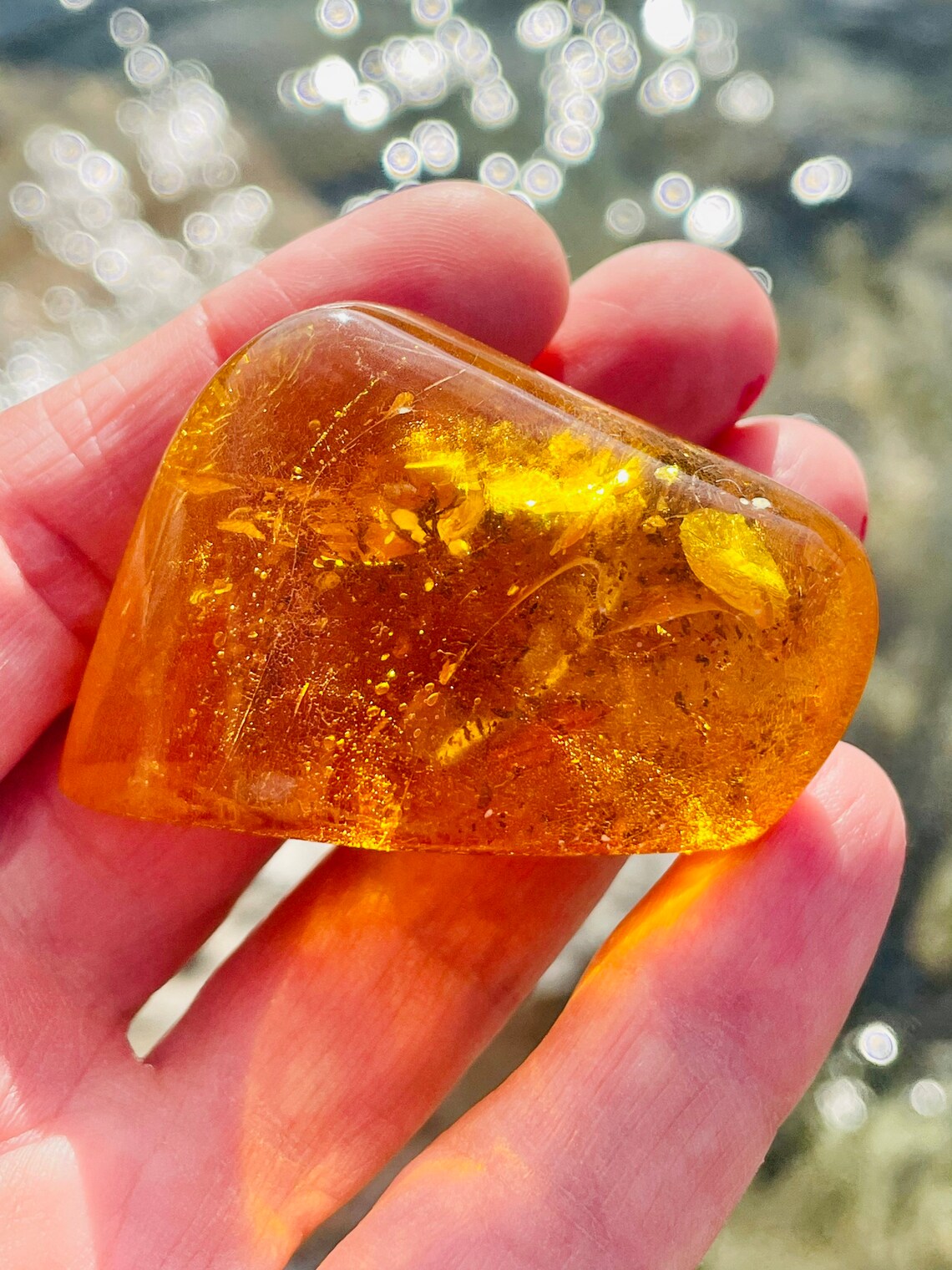 Large Sparkling Amber Stone With Natural Bubbles & Inclusions - Etsy