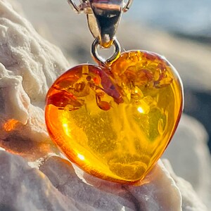 Sparkling Honey Amber Heart , Natural Baltic Amber, Amber Heart Pendant ...