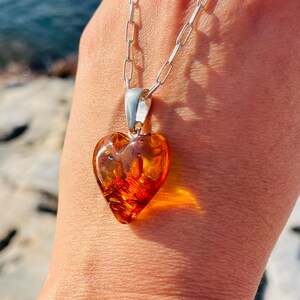 Sparkling Honey Amber Heart , Natural Baltic Amber, Amber Heart Pendant ...