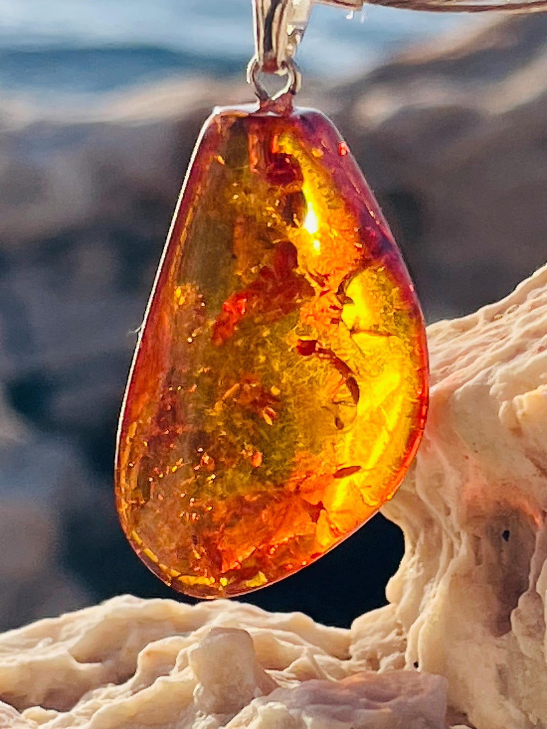 Sparkling Red Amber Pendant, Red Amber Pendant, Fantastic Red Amber ...