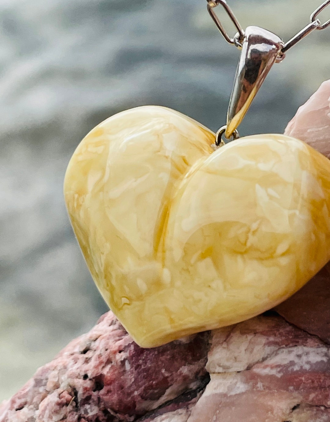 Unique Amber Heart , Large Amber Heart , Natural Baltic Amber, Amber ...