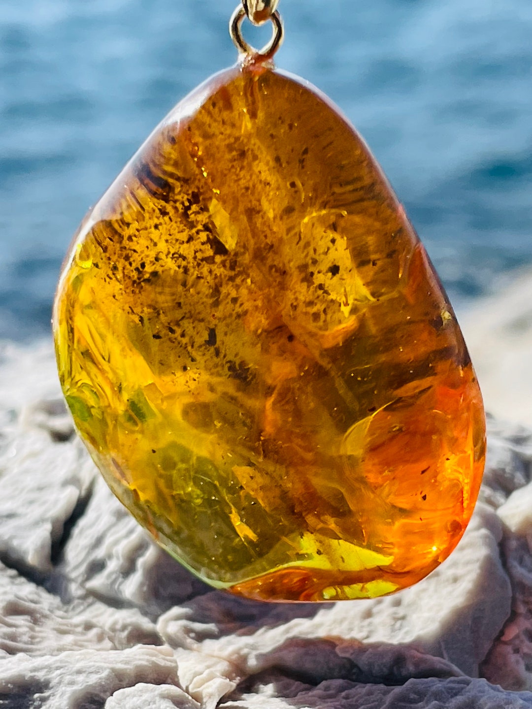 Huge Amber Pendant With Inclusions ,large Amber Pendant With Fossil ...