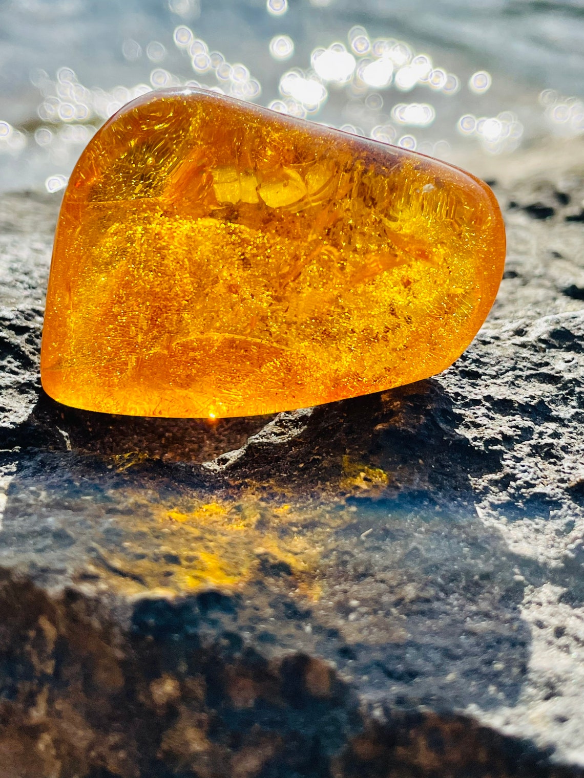 Large Sparkling Amber Stone With Natural Bubbles & Inclusions - Etsy