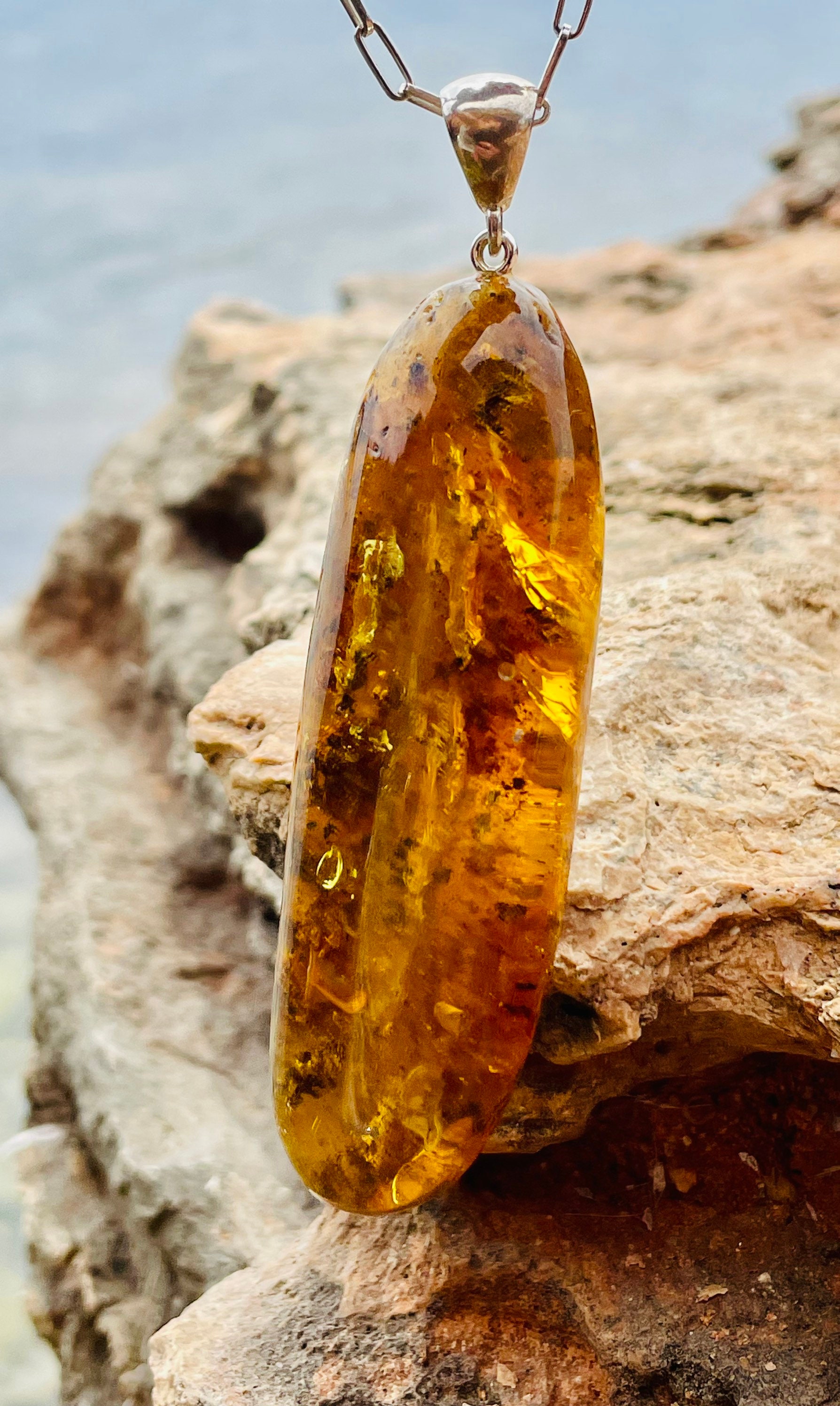 Huge Amber Pendant With Inclusions large Amber Pendant With - Etsy