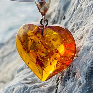 Large Amber Heart ,sparkling Honey Amber Heart , Natural Baltic Amber ...