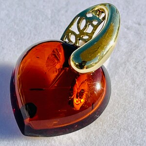 Cherry Amber Heart Pendant: Gold Accent Amber Jewelry - Etsy