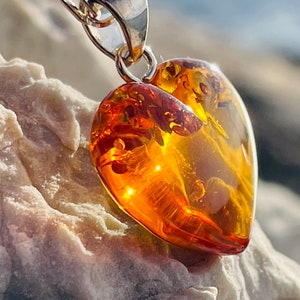 Sparkling Honey Amber Heart , Natural Baltic Amber, Amber Heart Pendant ...