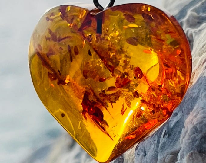 Large Amber Heart ,sparkling Honey Amber Heart , Natural Baltic Amber ...