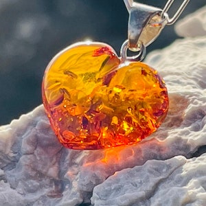 Sparkling Honey Amber Heart , Natural Baltic Amber, Amber Heart Pendant ...