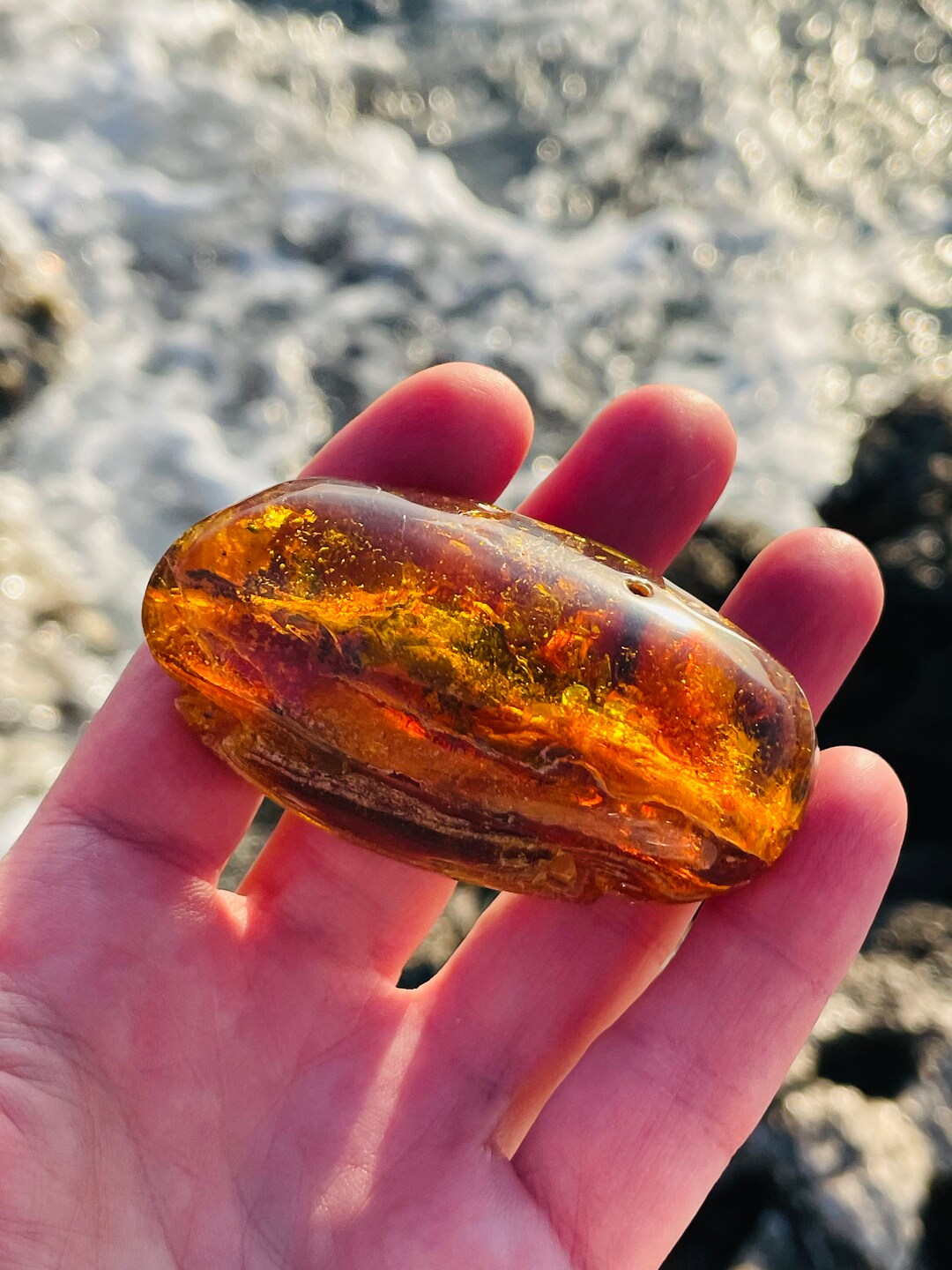 Large Amber With Fossil Inclusions , Natural Baltic Amber, Large ...