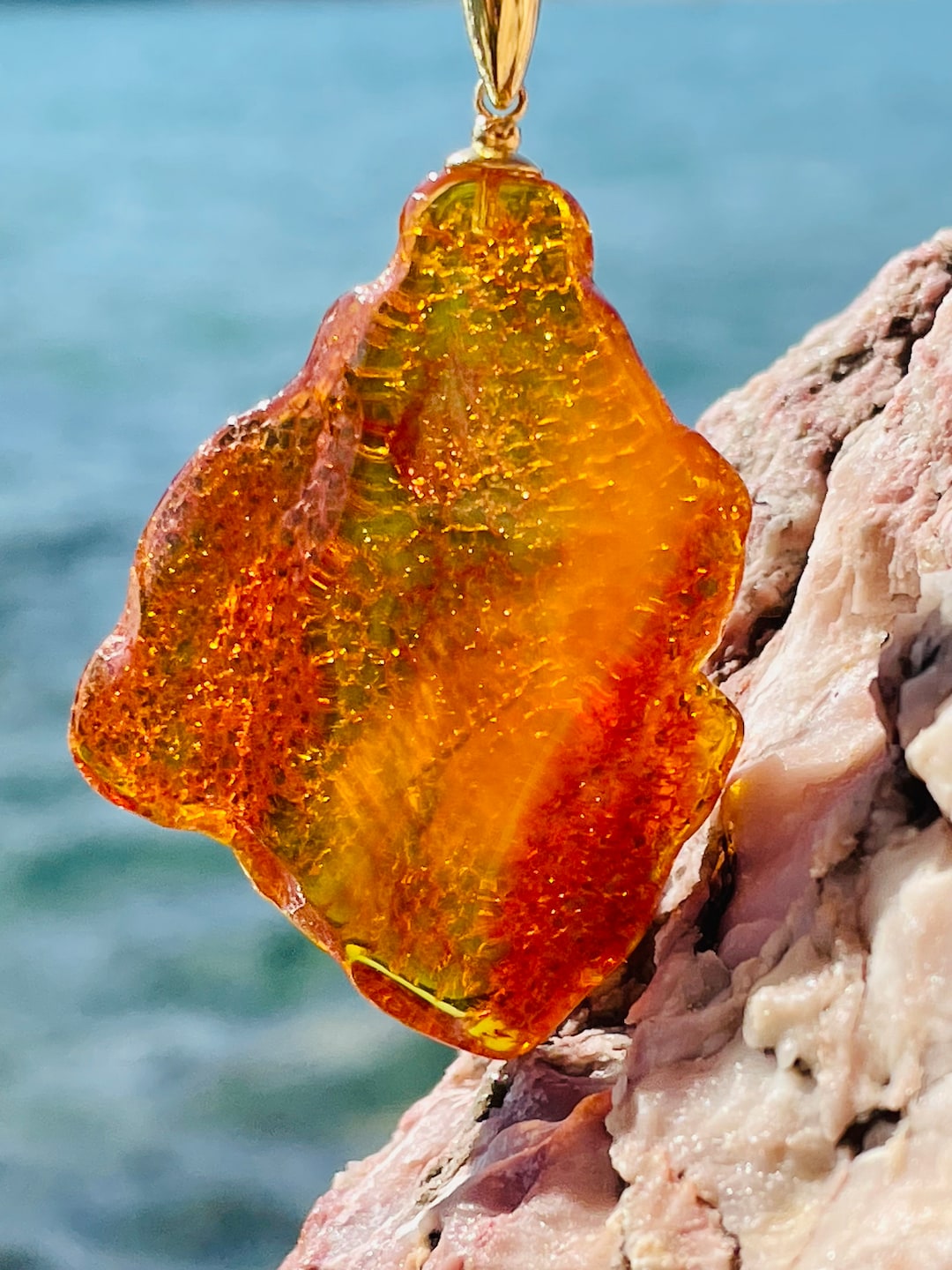 Red Amber Pendant Raw Amber Pendant natural Baltic Amber - Etsy