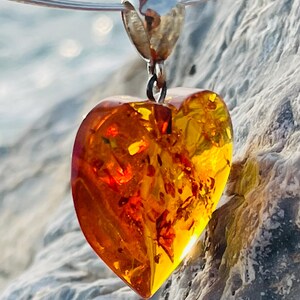 Large Amber Heart ,sparkling Honey Amber Heart , Natural Baltic Amber ...