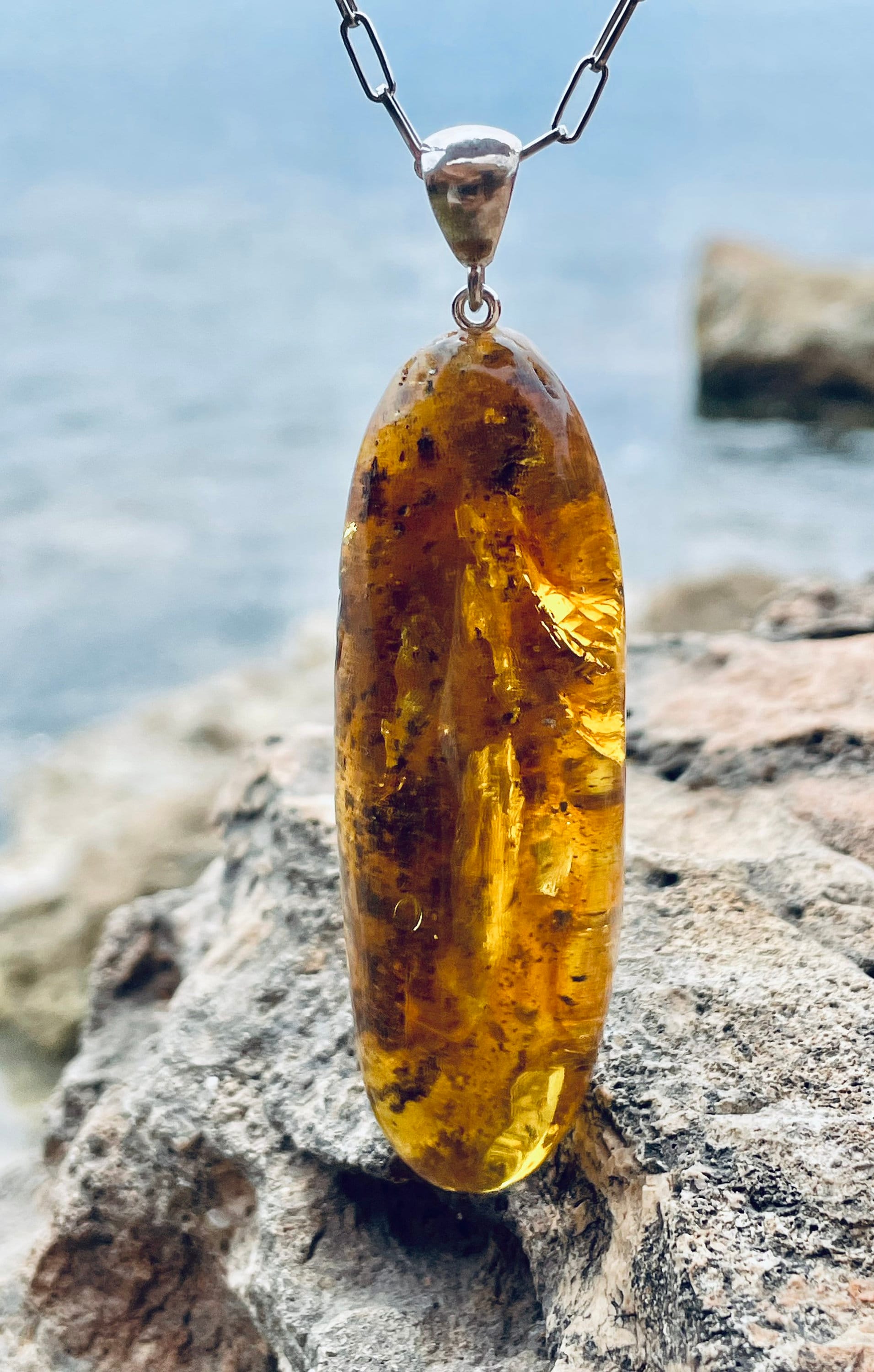 Huge Amber Pendant With Inclusions large Amber Pendant With - Etsy