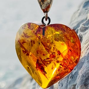 Large Amber Heart ,sparkling Honey Amber Heart , Natural Baltic Amber ...