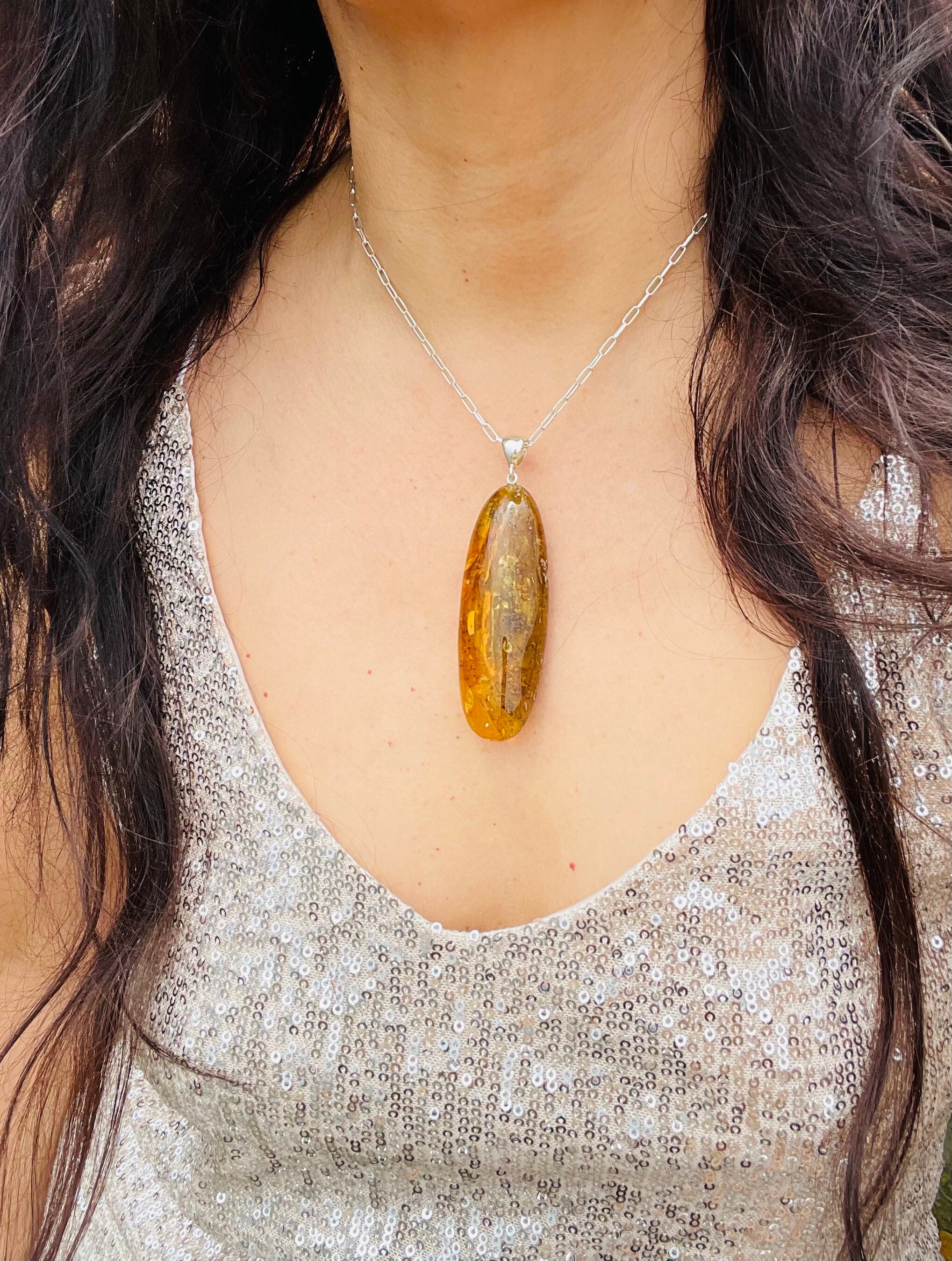 Huge Amber Pendant With Inclusions large Amber Pendant With - Etsy