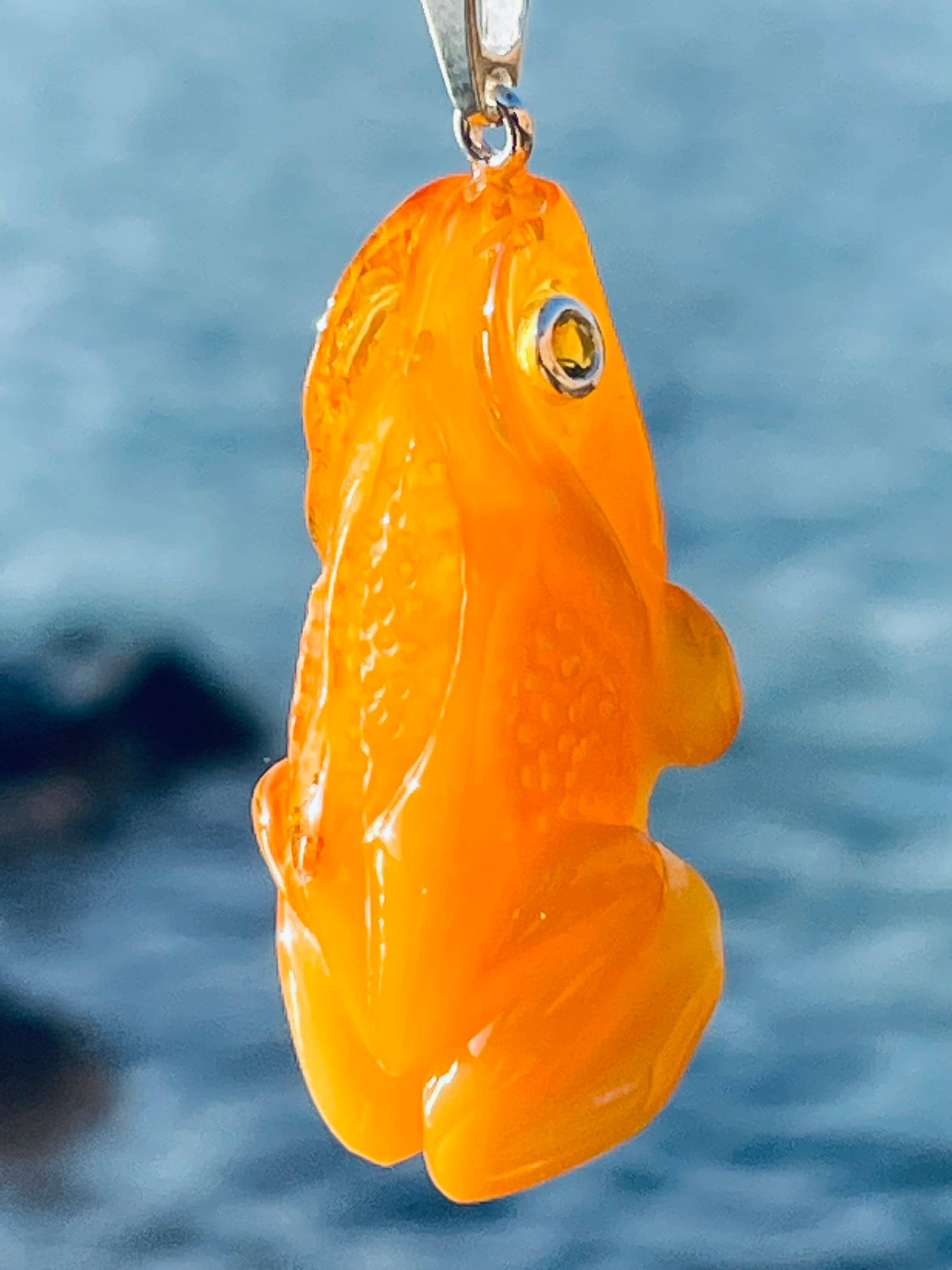 Unique Amber Frog Pendant With Natural Peridot Carved Amber - Etsy