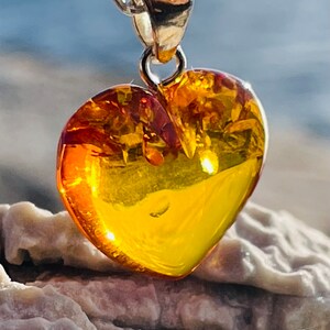 Sparkling Honey Amber Heart , Natural Baltic Amber, Amber Heart Pendant ...