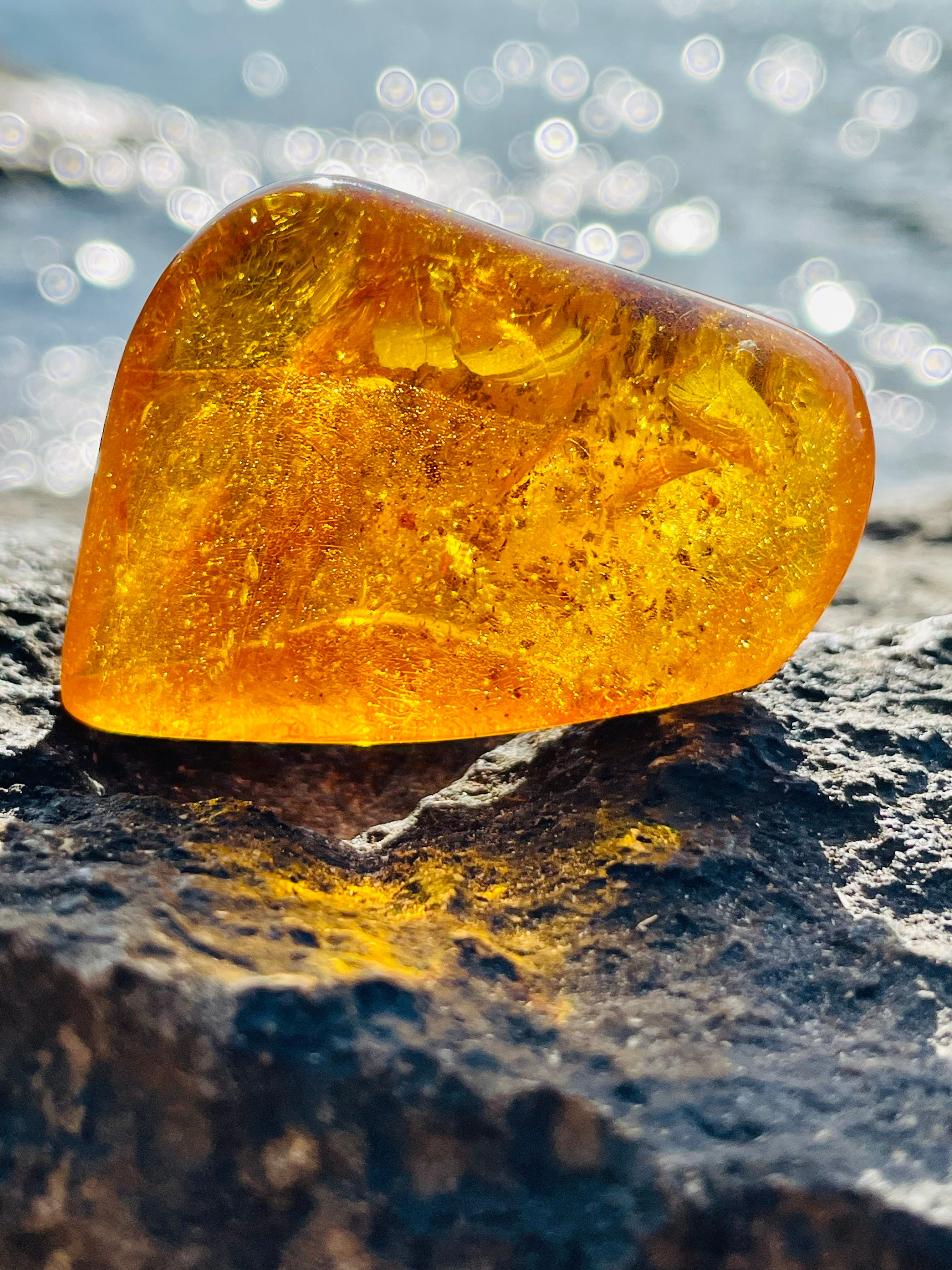 Large Sparkling Amber Stone With Natural Bubbles & Inclusions - Etsy
