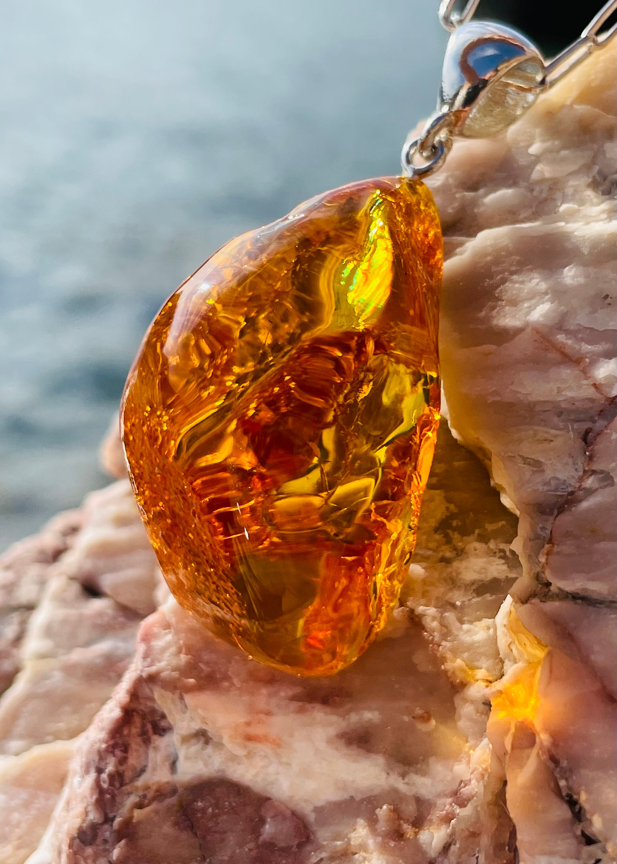 Sparkling Amber Pendant With Inclusions large Amber Pendant - Etsy