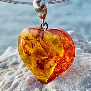 Large Amber Heart ,sparkling Honey Amber Heart , Natural Baltic Amber ...