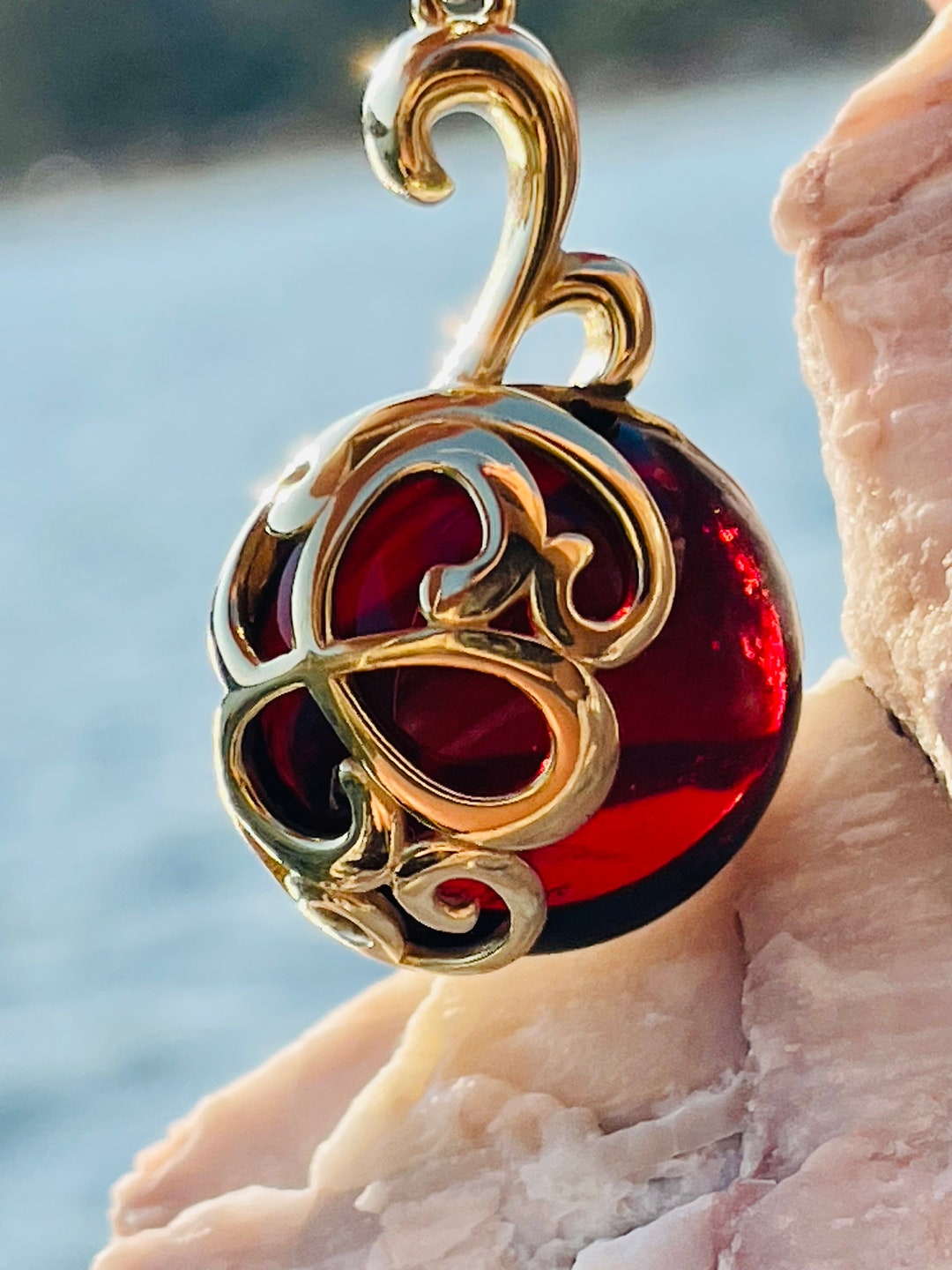Fantastic Red Amber Pendant, Cognac Amber Pendant, Gold Amber Pendant ...