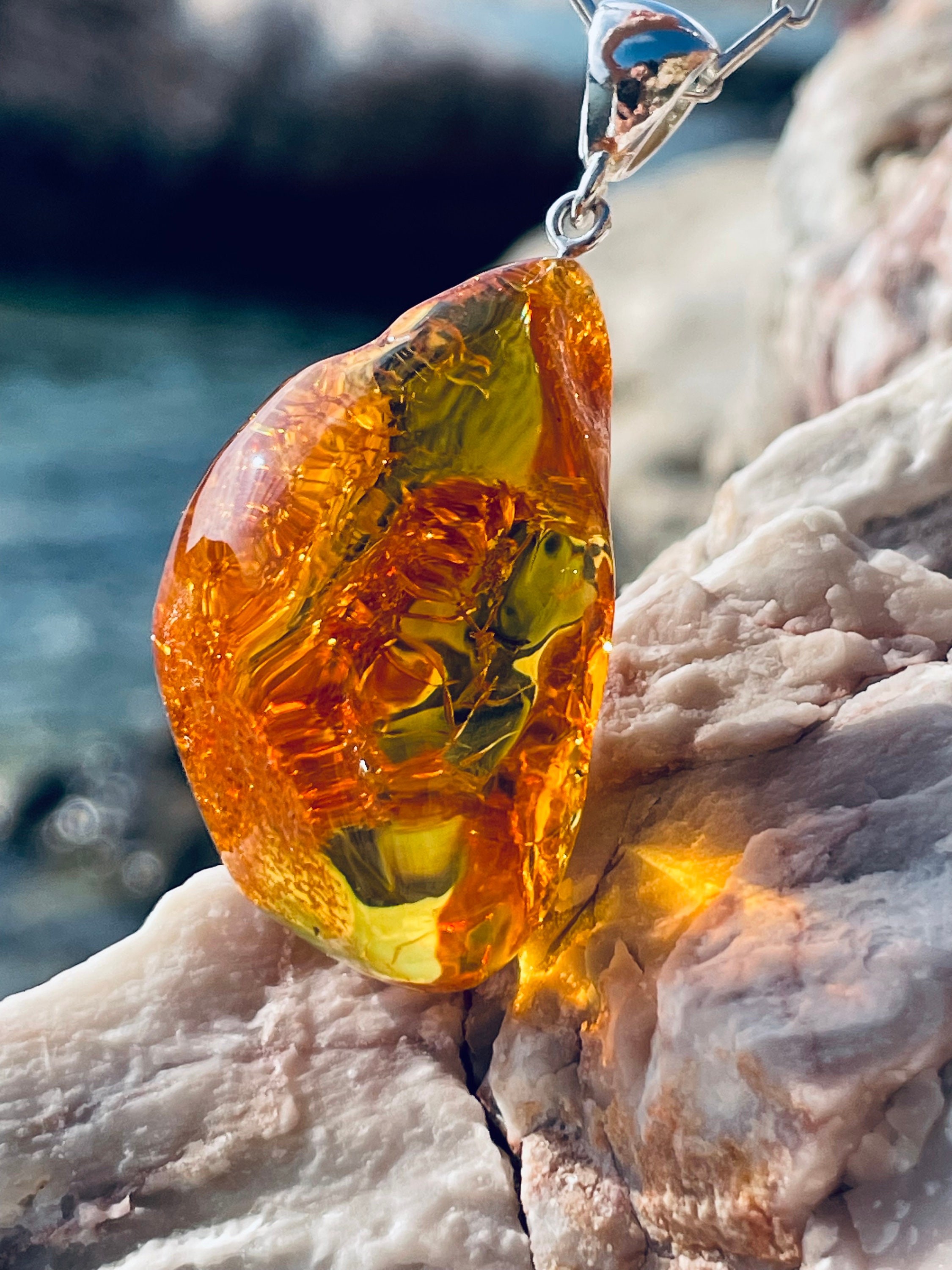 Sparkling Amber Pendant With Inclusions large Amber Pendant - Etsy