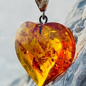 Large Amber Heart ,sparkling Honey Amber Heart , Natural Baltic Amber ...