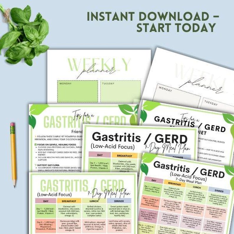 7-day GERD Diet Meal Plan: Low Acid, Anti-inflammatory Foods (PDF ...