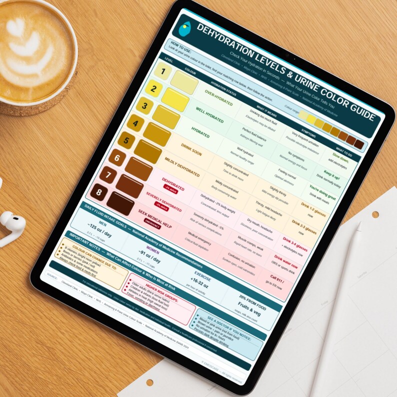Dehydration Urine Color Chart, Hydration Level Guide, 2025 Health ...
