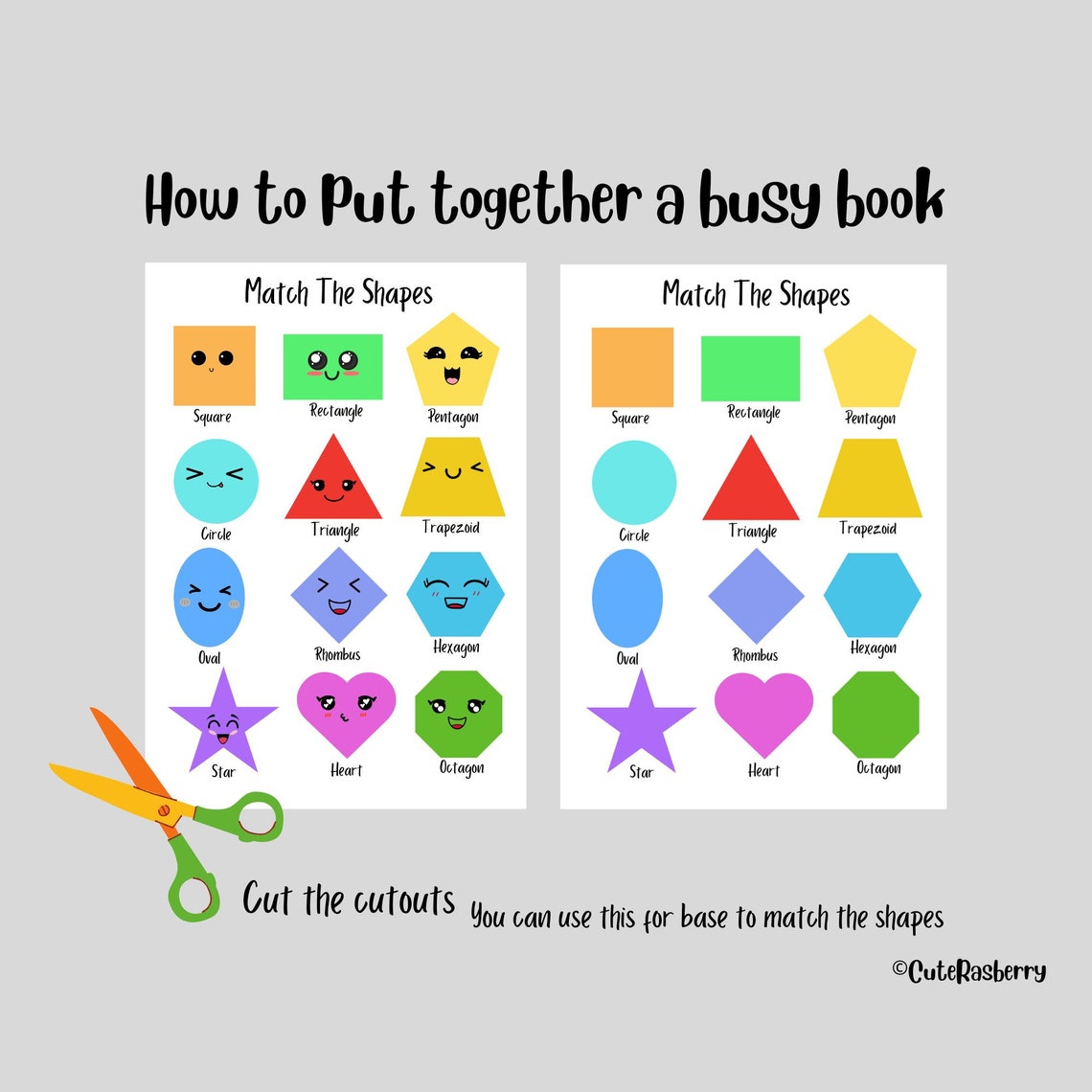 Shapes Printable, Learning Shapes, Shape Matching, Homeschool Printable ...