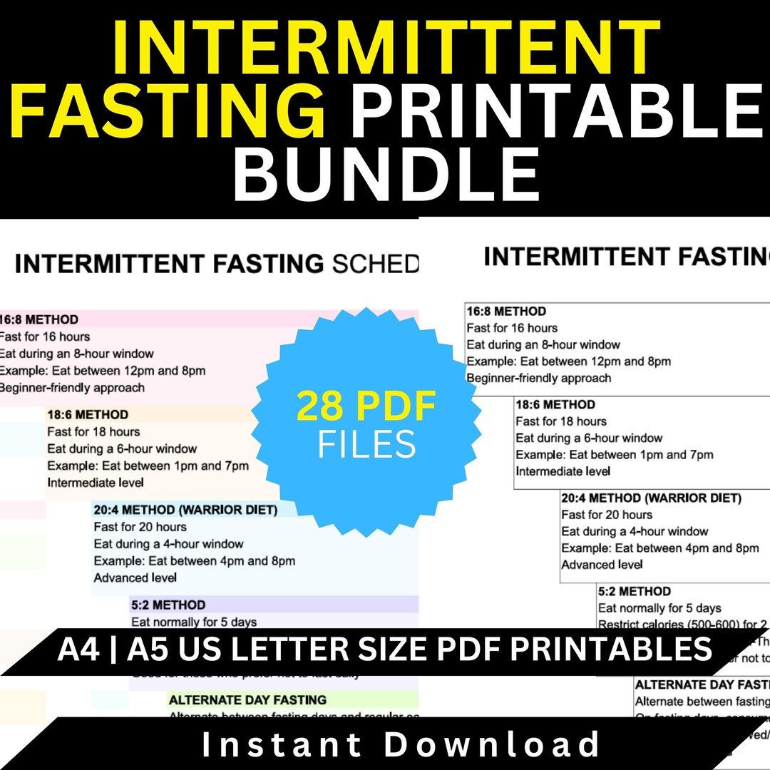 Intermittent Fasting Printable Bundle: Weight Loss Tracker, Meal Plan ...