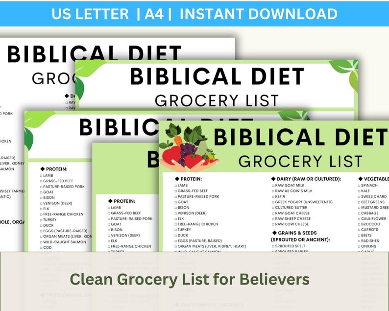 Biblical Grocery List Printable: Christian Clean Eating Guide (PDF ...