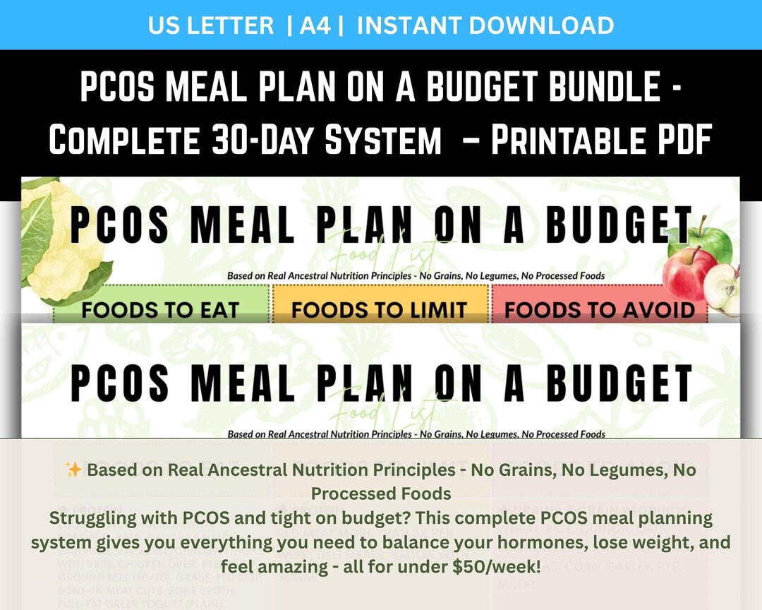 PCOS Meal Plan on a Budget PDF, 30 Day Pcos Diet Plan for Weight Loss ...