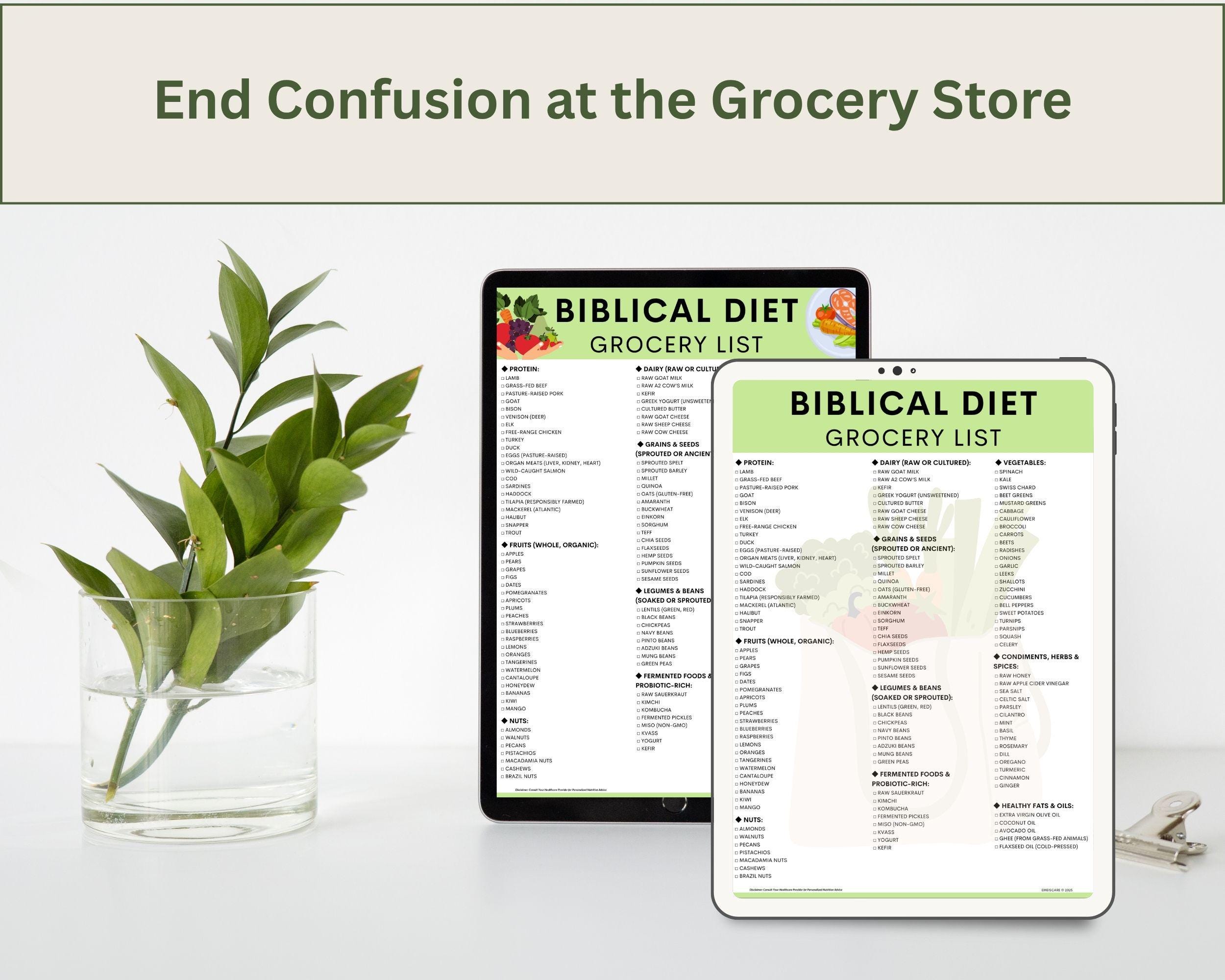 Biblical Grocery List Printable: Christian Clean Eating Guide (PDF ...